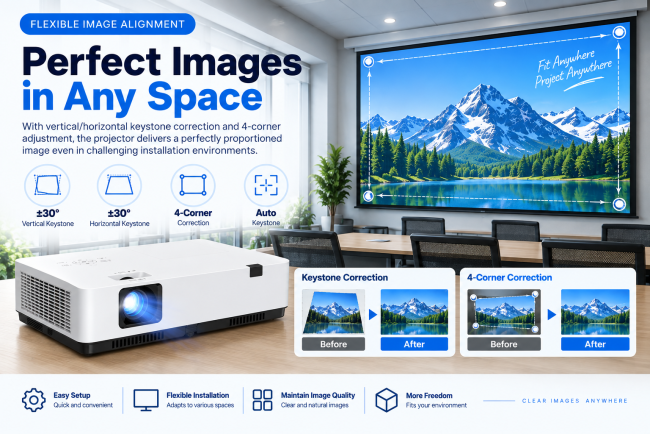 projector keystone and 4 corner correction