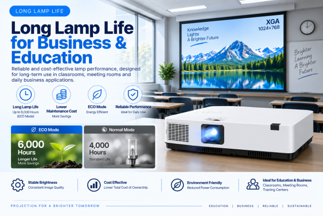 long lamp life business education projector