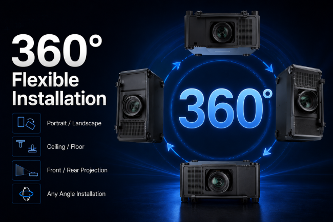 360 degree large venue projector installation