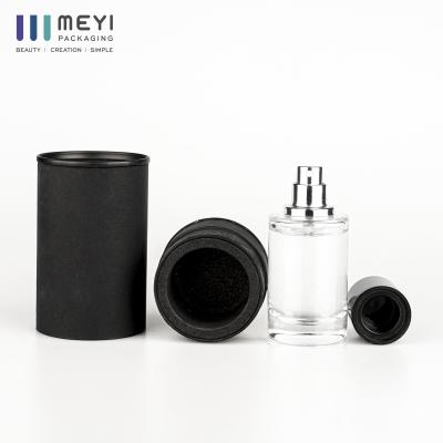 China 30ml modificados para requisitos particulares perfuman la parte inferior cilíndrica de la botella vacía de cristal transparente con el espray de la bomba en venta