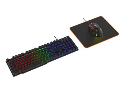 China Iluminación estática de color arco iris Teclado de película de carbono de alta gama 6D Ratón de juego con cable con ergonomía Pad de ratón cómodo en venta