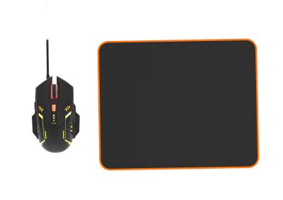 China Iluminación estática de color arco iris Teclado de película de carbono de alta gama 6D Ratón de juego con cable con ergonomía Pad de ratón cómodo en venta
