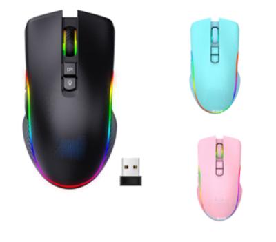 Cina Mouse da gioco ergonomico wireless 2.4G RGB con 7 pulsanti, DPI regolabile (1000/1600/2400), batteria ricaricabile Type-C da 600mAh in vendita