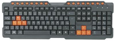 China Wired Multimedia USB Keyboard with 104 Keys and 16 Hot Keys, Waterproof Black HIPS Housing, 442.2*156*23.5 mm Size for sale