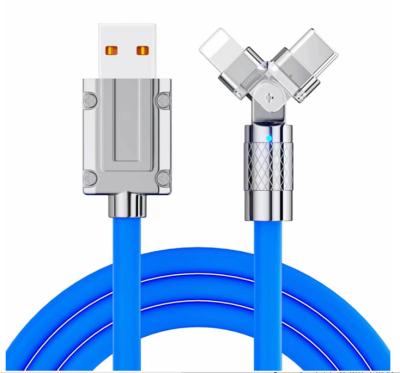 China ETEK 4-Core Fast Charging USB Cable,1M, Pure Copper, TPE+Zinc Alloy, 7 Colors, with LED Indicator for sale