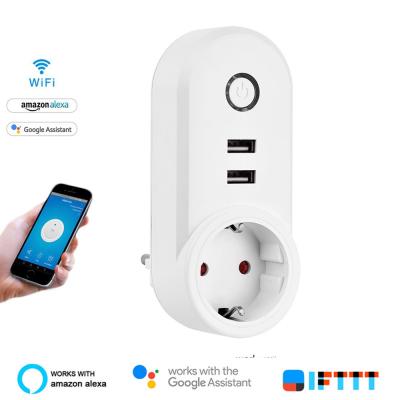 China 16A Wireless Wifi Smart Plug CE 2.4GHz Remote Control Power Outlet USB 2.4A for sale