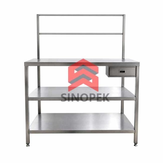 Three-tier stainless steel work table