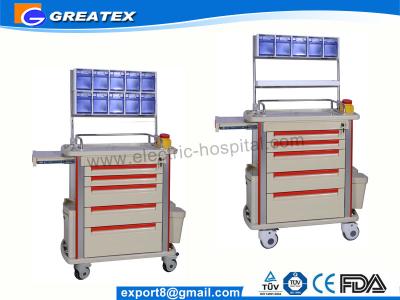 China Multifunctie Medisch Karretje Vijf Laden met Anesthesietribune & ABS van de Opslagdoos Anesthesiesleeplijn (GT-TAQ202) Te koop