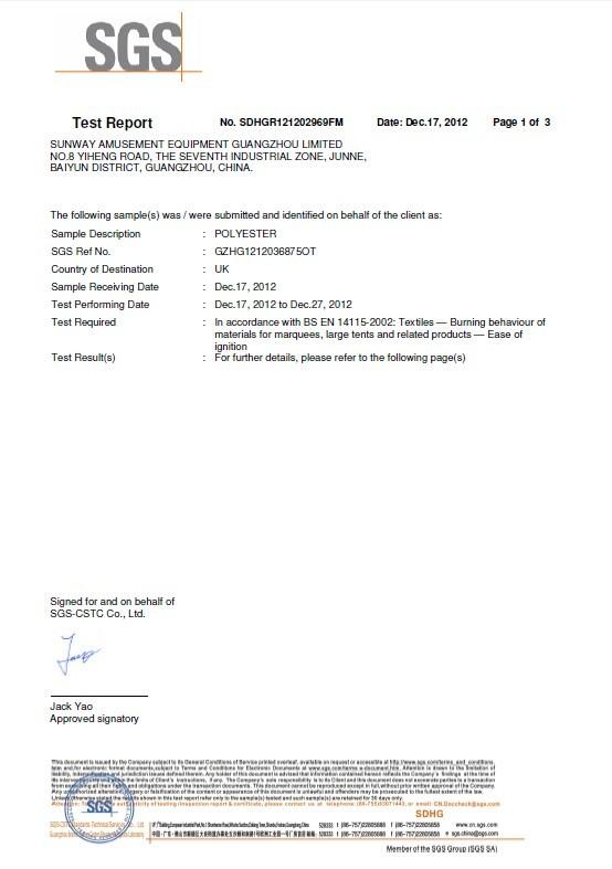 EN14114-2002 - Sunway Amusement Equipment Guangzhou Limited