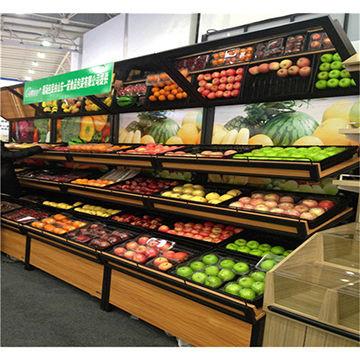 Cina Doppi dettagliante e supermercato laterali dello scaffale della verdura e della frutta convenienti in vendita