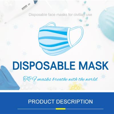 Cina 3 strati respirabili protettivi dell'OEM della maschera di protezione chirurgica eliminabile 17.5cm X9.5cm in vendita