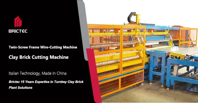 Twin-screw frame wire-cutter machine cutting clay bricks