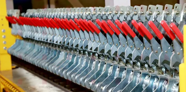 Close-up of twin-screw mechanism in operation