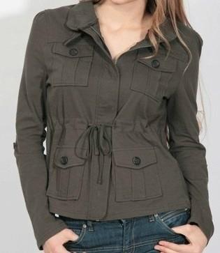 China inventario casual de los cierres en la parte superiores del otoño militar de punto barato de la chaqueta de la muchacha al por mayor 22,000pcs en venta