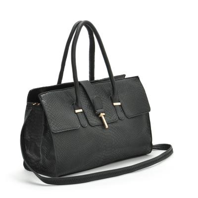 China Bolsos clásicos del mensajero de la marca del bolso del encanto del modelo de la piel de serpiente del negro de la señora de la oficina en venta