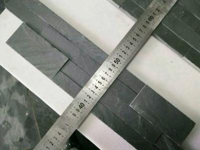 China Black Slate Ledgestone Panel Slate Cultured Stacked Stone Veneer Stone Cladding 10x45cm for sale