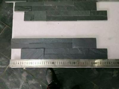 China Black Slate Ledgestone Panel Slate Cultured Stacked Stone Veneer Stone Cladding 10x45cm for sale