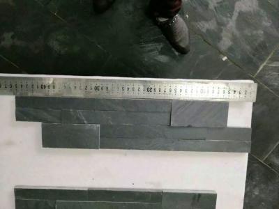 China Black Slate Ledgestone Panel Slate Cultured Stacked Stone Veneer Stone Cladding 10x45cm for sale