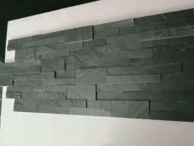 China Black Slate Ledgestone Panel Slate Cultured Stacked Stone Veneer Stone Cladding 10x45cm for sale