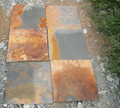 China Piedra de pavimentación oxidada de la pizarra de las baldosas multicoloras de la pizarra de China para la calzada de la calzada en venta