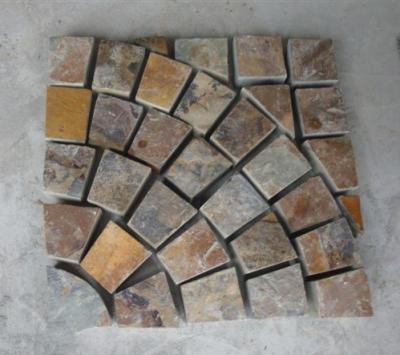 China Pared multicolora enredada pizarra partida oxidada del modelo de la fan de la losa de las pavimentadoras de la losa de la cara de la pizarra de China en venta