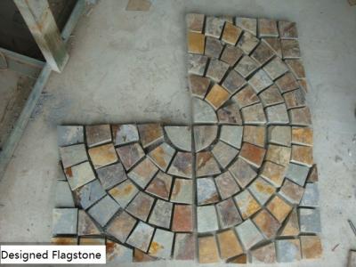China Pared multicolora enredada pizarra partida oxidada del modelo de la fan de la losa de las pavimentadoras de la losa de la cara de la pizarra de China en venta