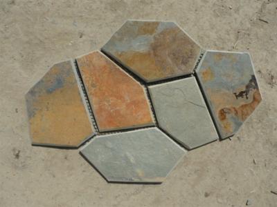 China Rusty Split Face Slate Flagstone Multicolor Slate Meshed Flagstone Natural Slate Flagstone Pavers for sale