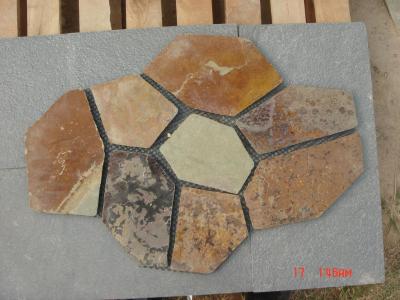 China Rusty Split Face Slate Flagstone Multicolor Slate Meshed Flagstone Natural Slate Flagstone Pavers for sale