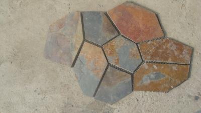 China Rusty Split Face Slate Flagstone Multicolor Slate Meshed Flagstone Natural Slate Flagstone Pavers for sale
