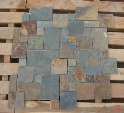 Chine Patios naturels divisés de passage couvert de dalle engrenés par ardoise multicolore de pavé d'ardoise de dalle de la Chine à vendre