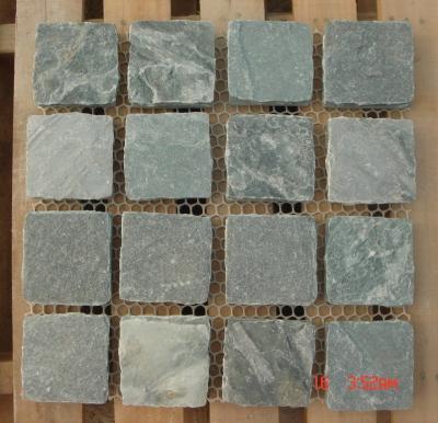 Chine Tapis engrené naturel de pavé d'ardoise de passage couvert de dalle d'ardoise de patio vert de dalle à vendre