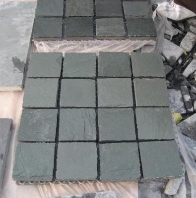 Chine Tapis engrené naturel de pavé d'ardoise de passage couvert de dalle d'ardoise de patio vert de dalle à vendre