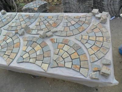 Chine Pierre extérieure de mur d'ardoise de la Chine de fan de dalle de passage couvert de patio de machines à paver de fan d'allée rouillée de dalle à vendre