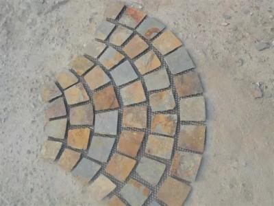 Chine Pierre extérieure de mur d'ardoise de la Chine de fan de dalle de passage couvert de patio de machines à paver de fan d'allée rouillée de dalle à vendre