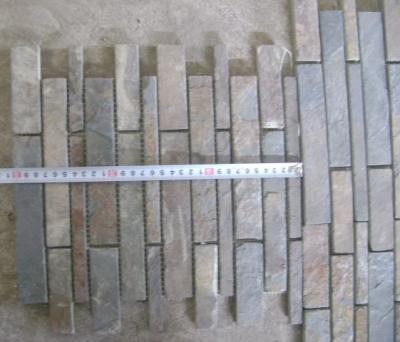 China Natural Stone Mosaic Pattern Rusty Slate Mosaic Wall Tiles Split Stone Mosaic Floor Tiles for sale