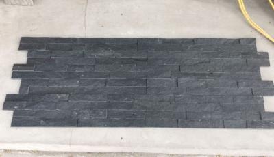 China Black Quartzite Z Stone Cladding Fireplace Stone Veneer Quartzite Stacked Stone Natural Stone Panel for sale
