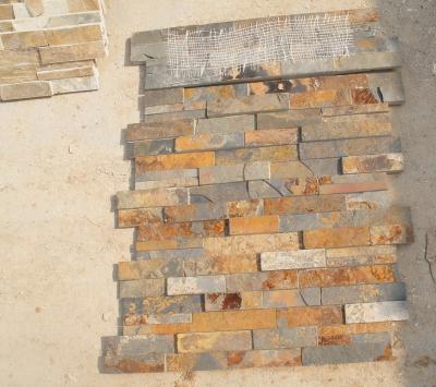 China Rostige schiefer-Kamin-Stein-Umhüllungs-natürliches dünnes Steinfurnier-blatt des Schiefer-3D Ledgestone Mehrfarben zu verkaufen