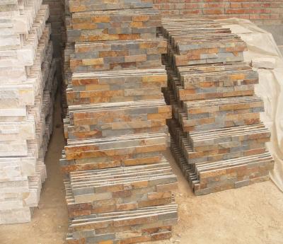 China Rostige schiefer-Kamin-Stein-Umhüllungs-natürliches dünnes Steinfurnier-blatt des Schiefer-3D Ledgestone Mehrfarben zu verkaufen