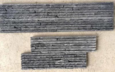 China Black Slate Waterfall Shape Ledgestone,Charcoal Slate Retaining Wall Panel,Slate Culture Stone for sale