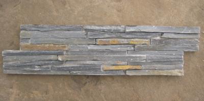 China Piedra apilada cementada tiras delgadas oxidadas mezcladas negras de la pizarra del color junto, panel de revestimiento de la piedra de Z en venta