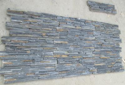 China Piedra apilada cementada tiras delgadas oxidadas mezcladas negras de la pizarra del color junto, panel de revestimiento de la piedra de Z en venta