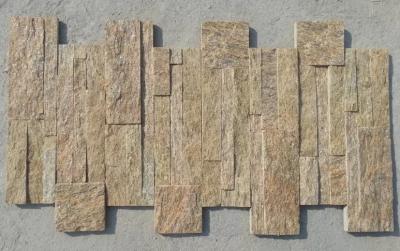 Chine Le granit jaune S a coupé le revêtement en pierre, panneau naturel de pierre de 18x35 S, placage en pierre mince de vrai granit à vendre