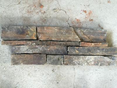 China Rusty Split Face Slate Z Stone Panel with Steel Wire Back,Natural Slate Stacked Stone Cladding for sale
