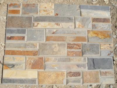 China Rusty Split Face Slate Stacked Stone,Beveled Edges Multicolor Culture Stone,Outdoor Ledger Panels for sale