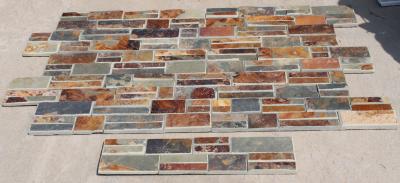 China Rusty Split Face Slate Stacked Stone,Beveled Edges Multicolor Culture Stone,Outdoor Ledger Panels for sale
