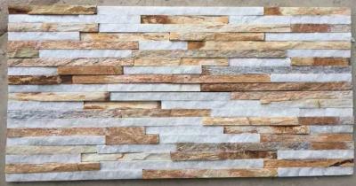 China New Oyster Split Face Slate Stone Cladding,Yellow Quartzite Mini Stacked Stone,Cream Culture Stone for sale