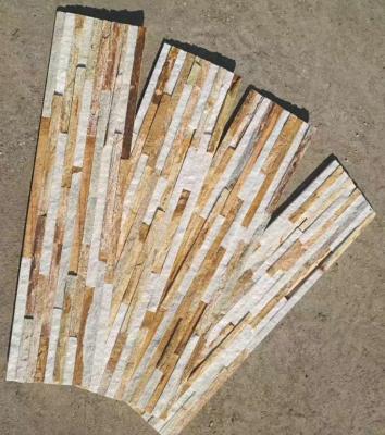 China New Oyster Split Face Slate Stone Cladding,Yellow Quartzite Mini Stacked Stone,Cream Culture Stone for sale