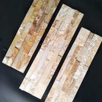 China New Yellow Slate Stacked Stone,Yellow Stone Cladding,Slate Culture Stone,Thin Stone Veneer,Ledgestone for sale