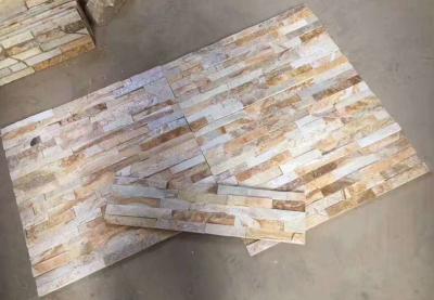 China New Yellow Slate Stacked Stone,Yellow Stone Cladding,Slate Culture Stone,Thin Stone Veneer,Ledgestone for sale