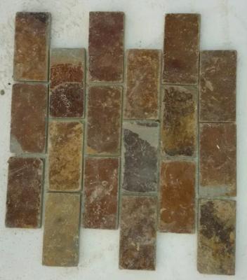 China Multicolor Slate Mosaic,Natural Stone Mosaic Pattern,Rust Slate Mosaic Wall Tiles,Interior Stone Mosaic for sale